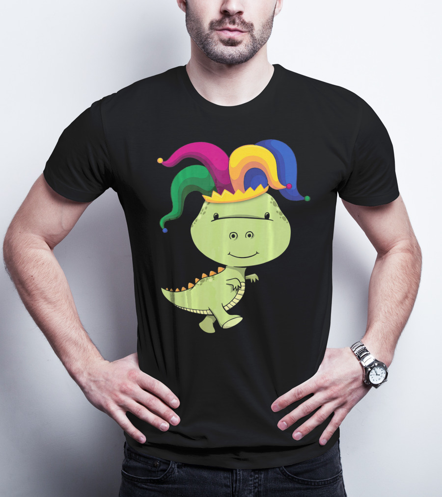 T Rex Dinosaur Jester Hat Mardi Gras T-Shirt
