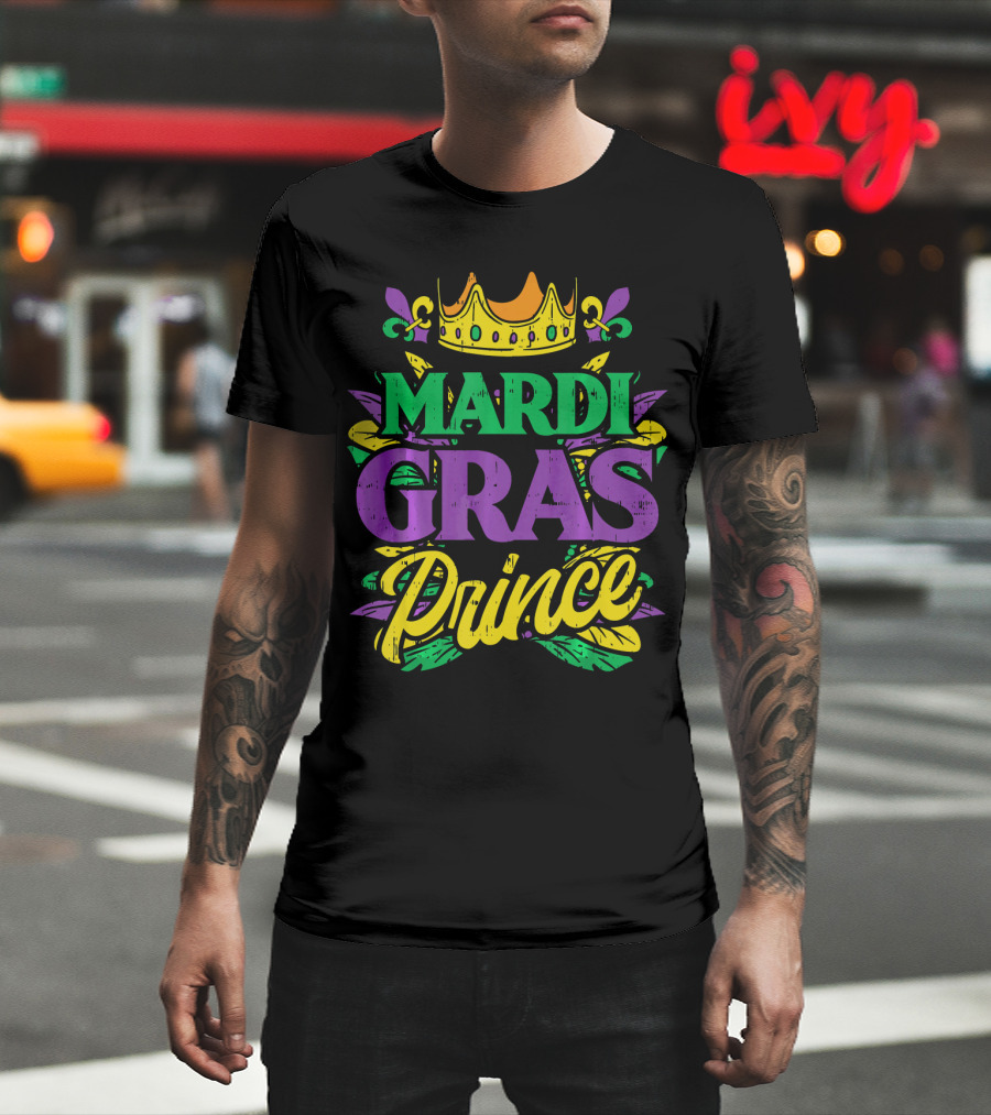 Mardi Gras Prince Crown Fleur-de-Lis Funny Carni T-Shirt