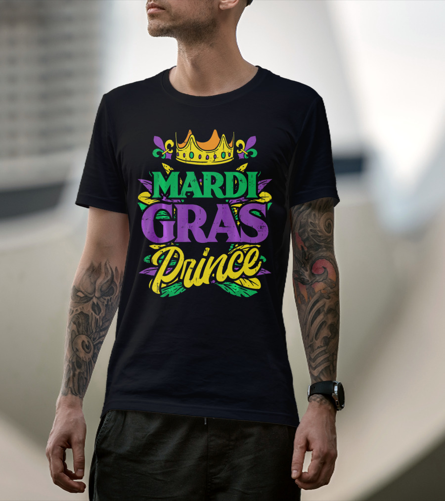 Mardi Gras Prince Crown Fleur-de-Lis Funny Carni T-Shirt