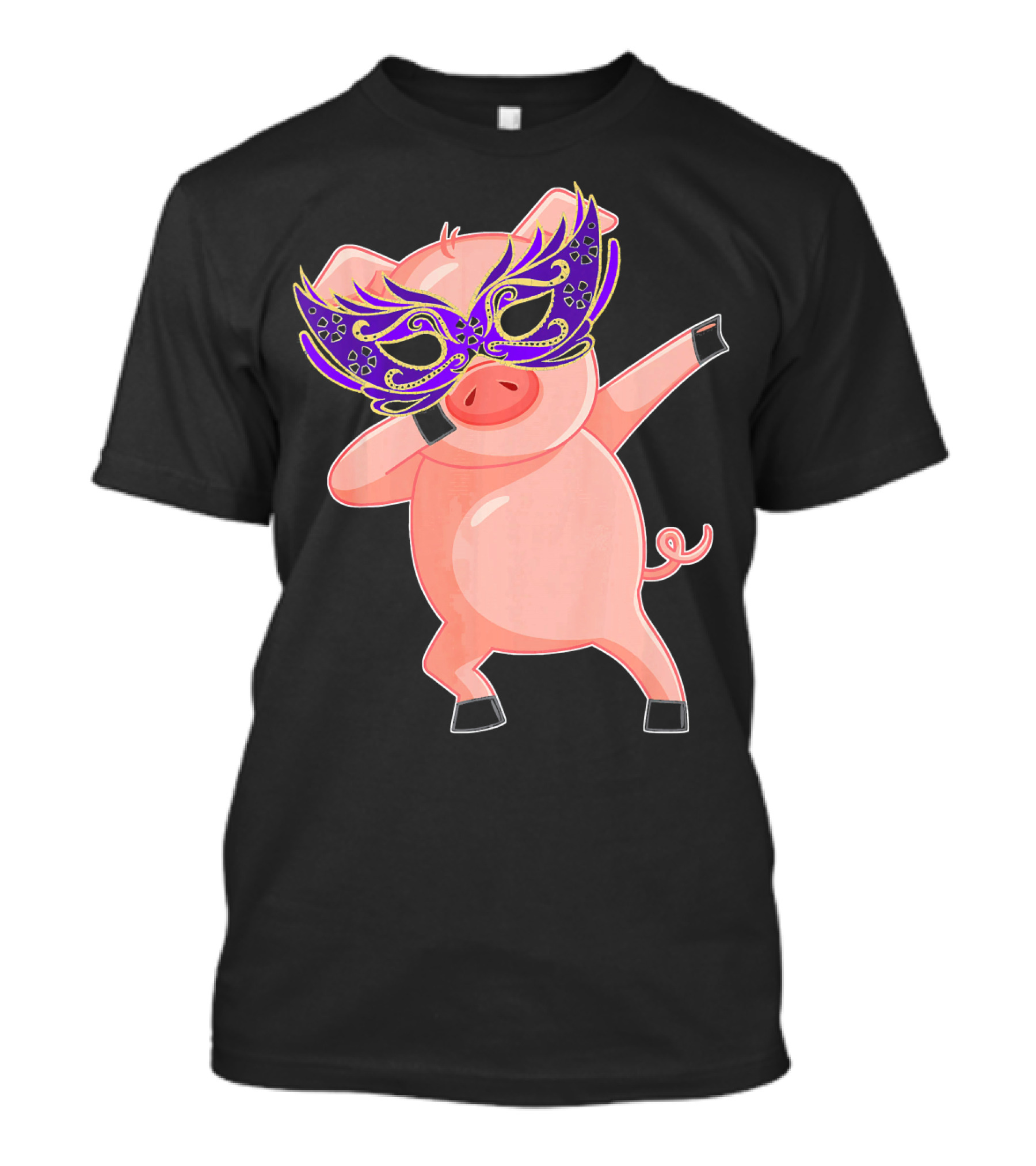 Mardi Gras Pig With Purple Mask Dabbing T-Shirt