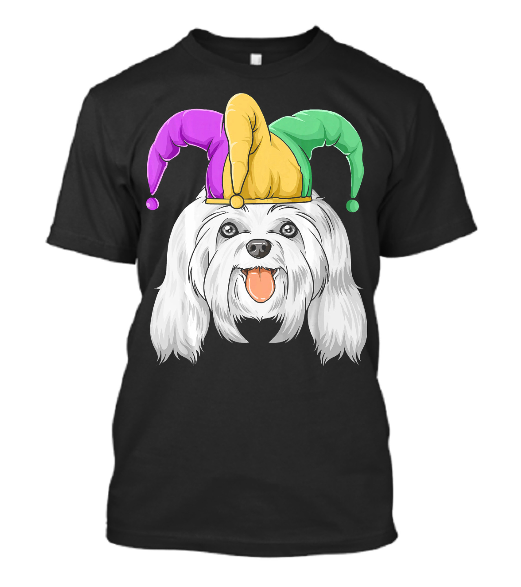 Mardi Gras Carnival Hat Maltese Dog Jester T-Shirt