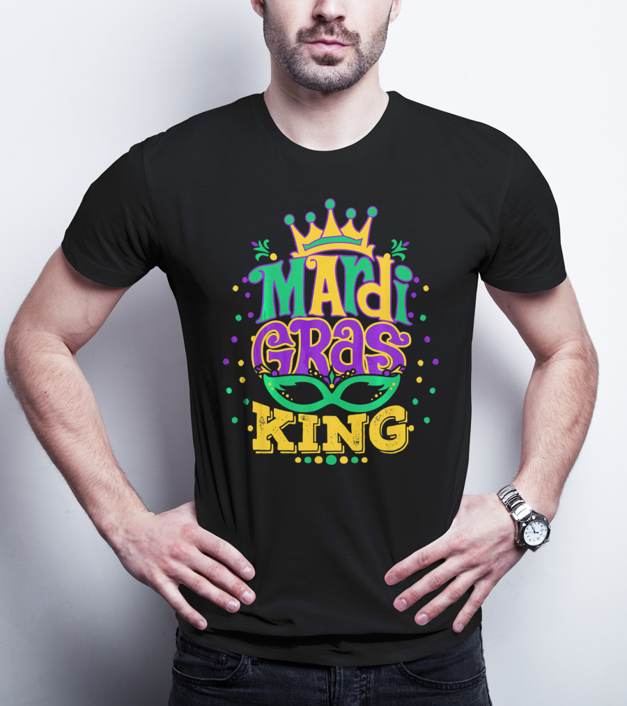 Mardi Gras King Crown Mask Confetti T-Shirt