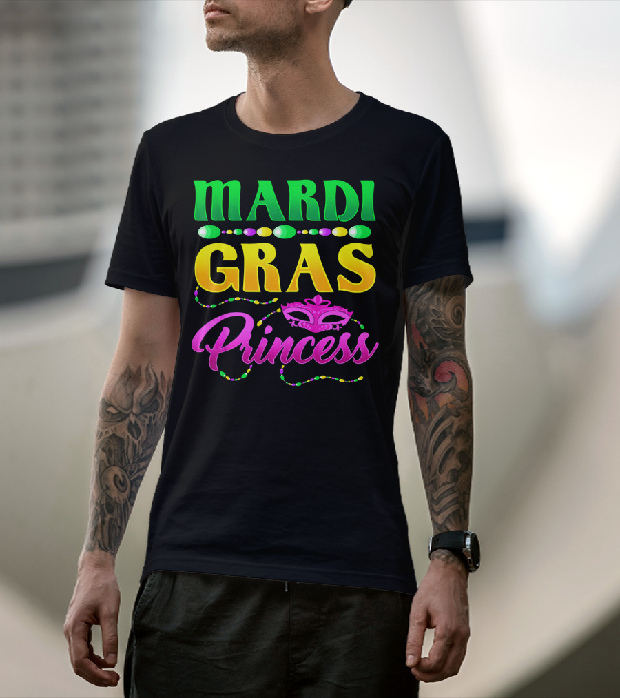 Mardi Gras Princess Cute Mask Beads T-Shirt