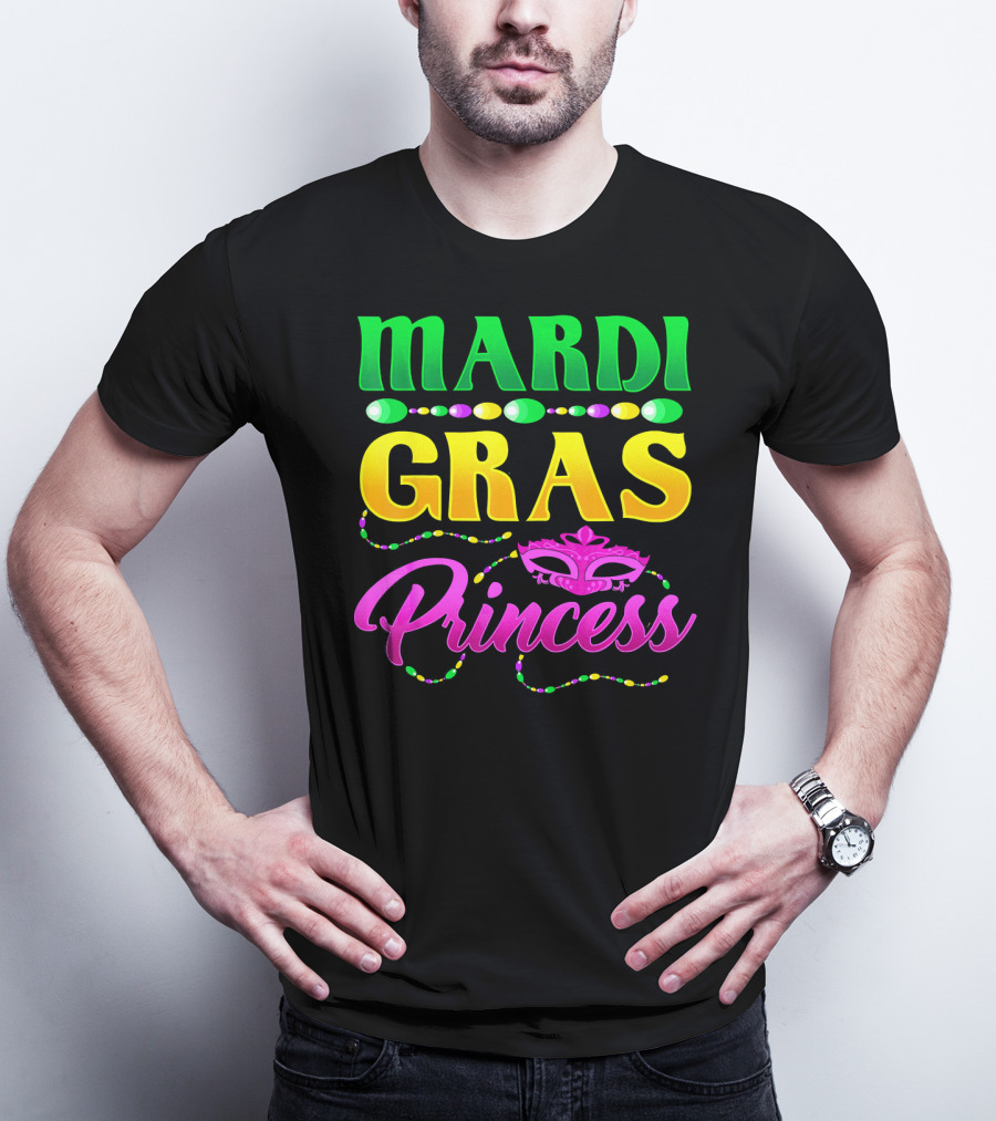 Mardi Gras Princess Cute Mask Beads T-Shirt