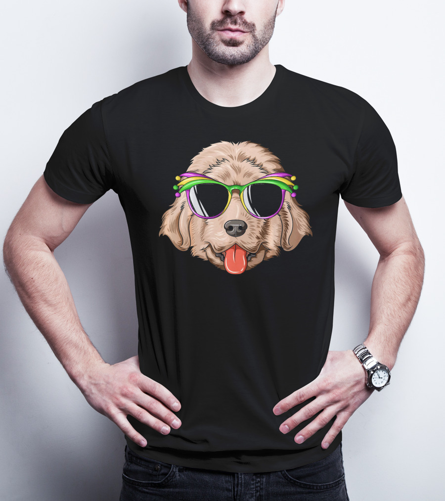 Newfoundland Dog Mardi Gras Carnival Mask Sunglasses T-Shirt