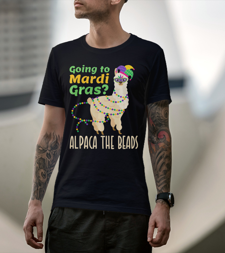 Going To Mardi Gras Alpaca The Beads T-Shirt