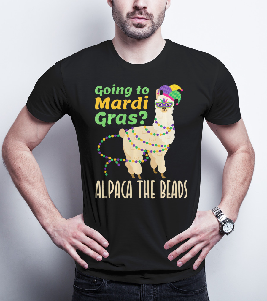 Going To Mardi Gras Alpaca The Beads T-Shirt