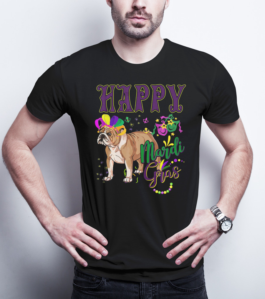 Happy Mardi Gras English Bulldog T-Shirt