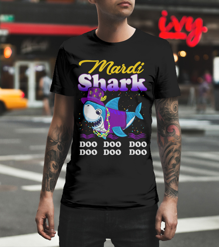 Mardi Shark Doo Doo Doo Doo Funny Mardi Gras T-Shirt