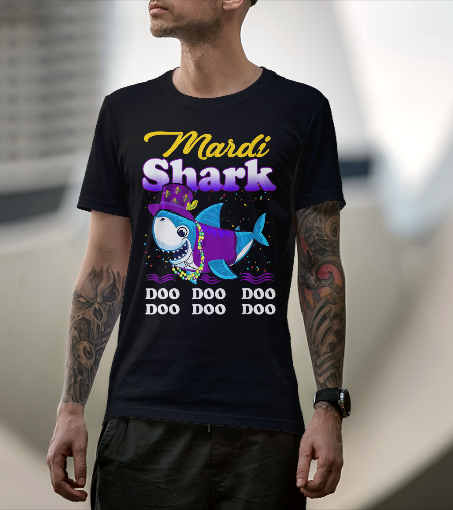 Mardi Shark Doo Doo Doo Doo Funny Mardi Gras T-Shirt
