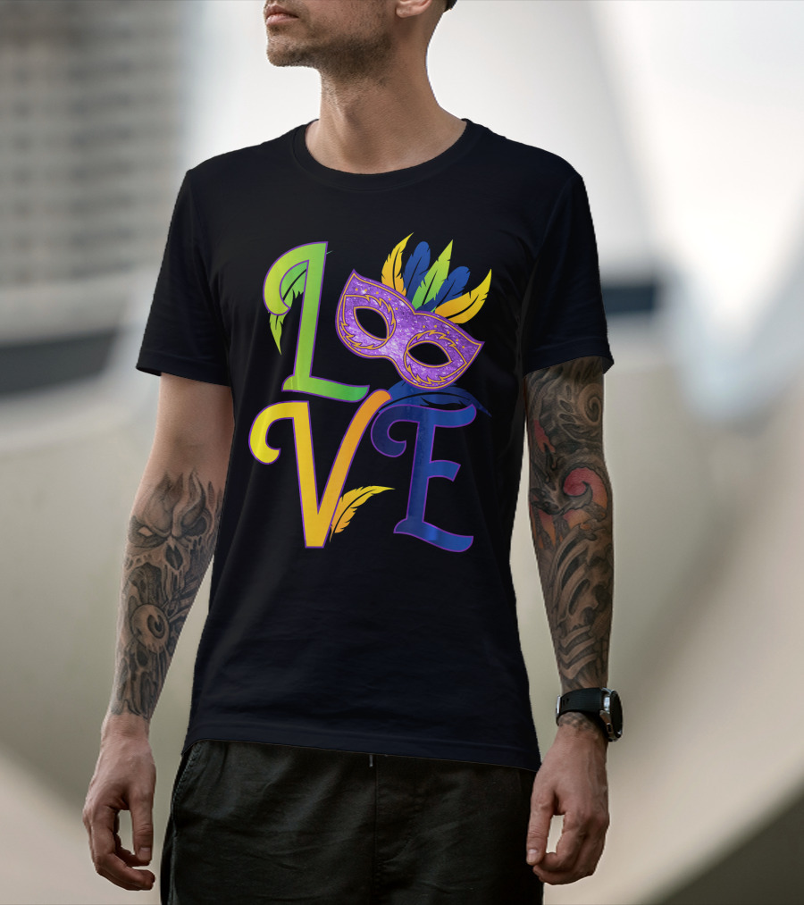 Love Mardi Gras Mask Honor New Orleans T-Shirt