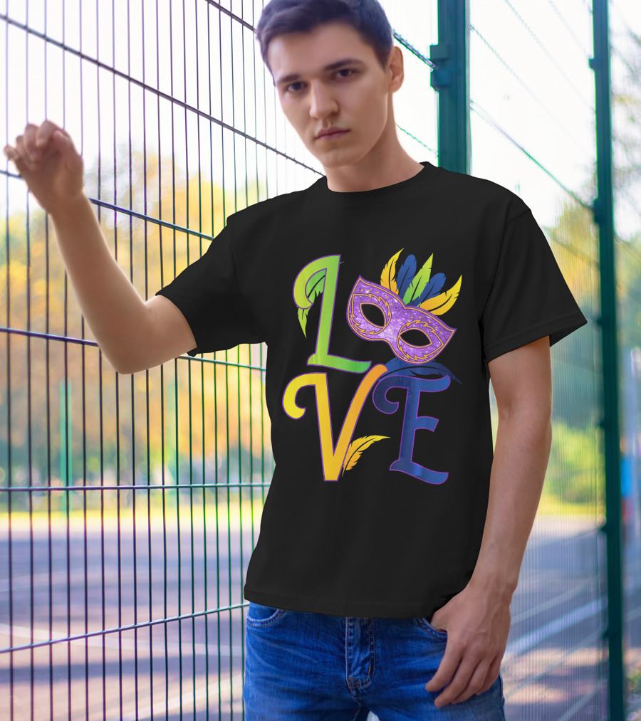 Love Mardi Gras Mask Honor New Orleans T-Shirt