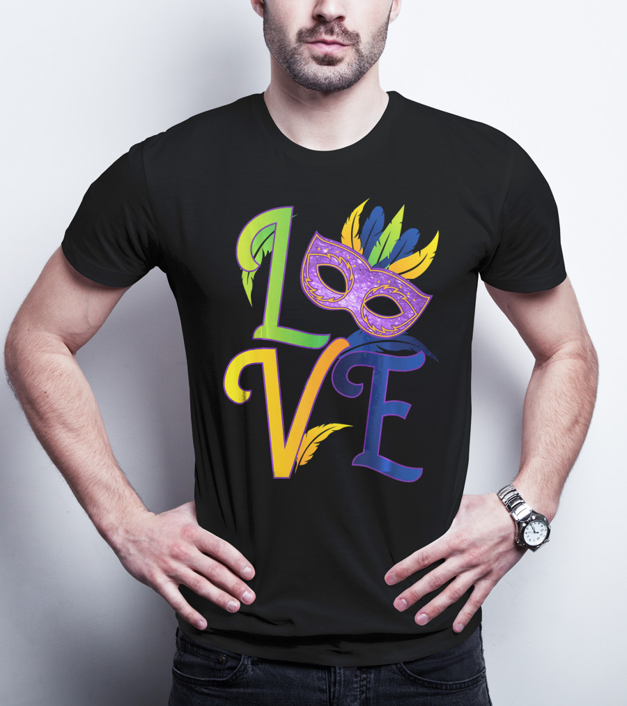 Love Mardi Gras Mask Honor New Orleans T-Shirt
