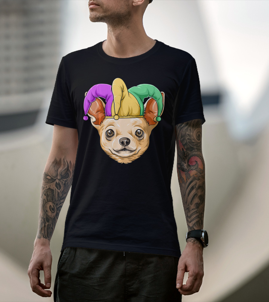 Mardi Gras Chihuahua Jester Hat Festival Carnival Dog T-Shirt