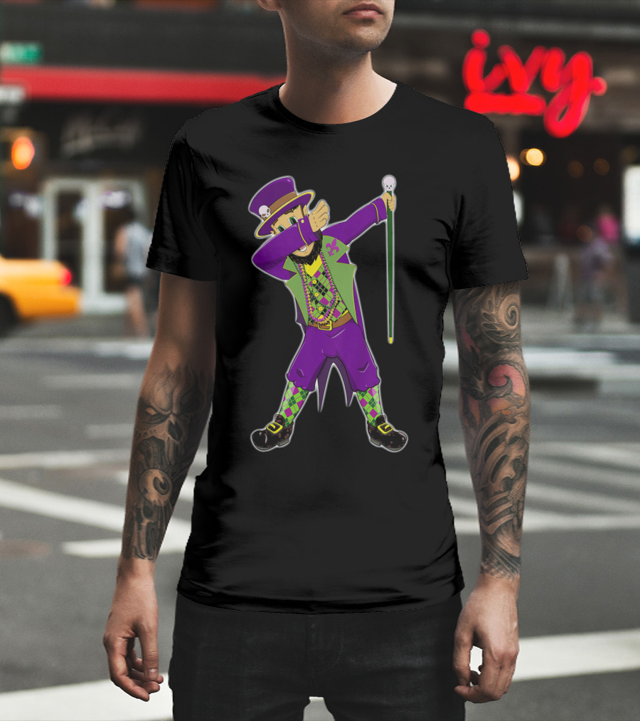 Kids Mardi Gras Jester Dabbing Colorful Costume T-Shirt