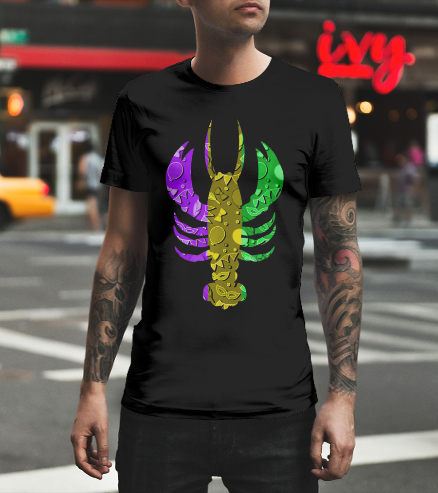 Crawfish Fleur De Lis Mardi Gras T-Shirt