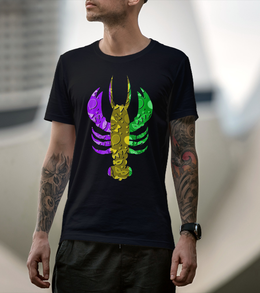 Crawfish Fleur De Lis Mardi Gras T-Shirt