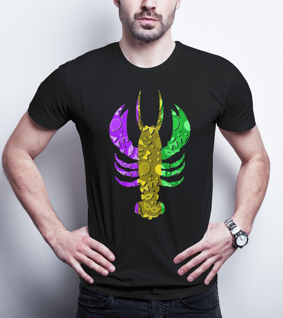 Crawfish Fleur De Lis Mardi Gras T-Shirt