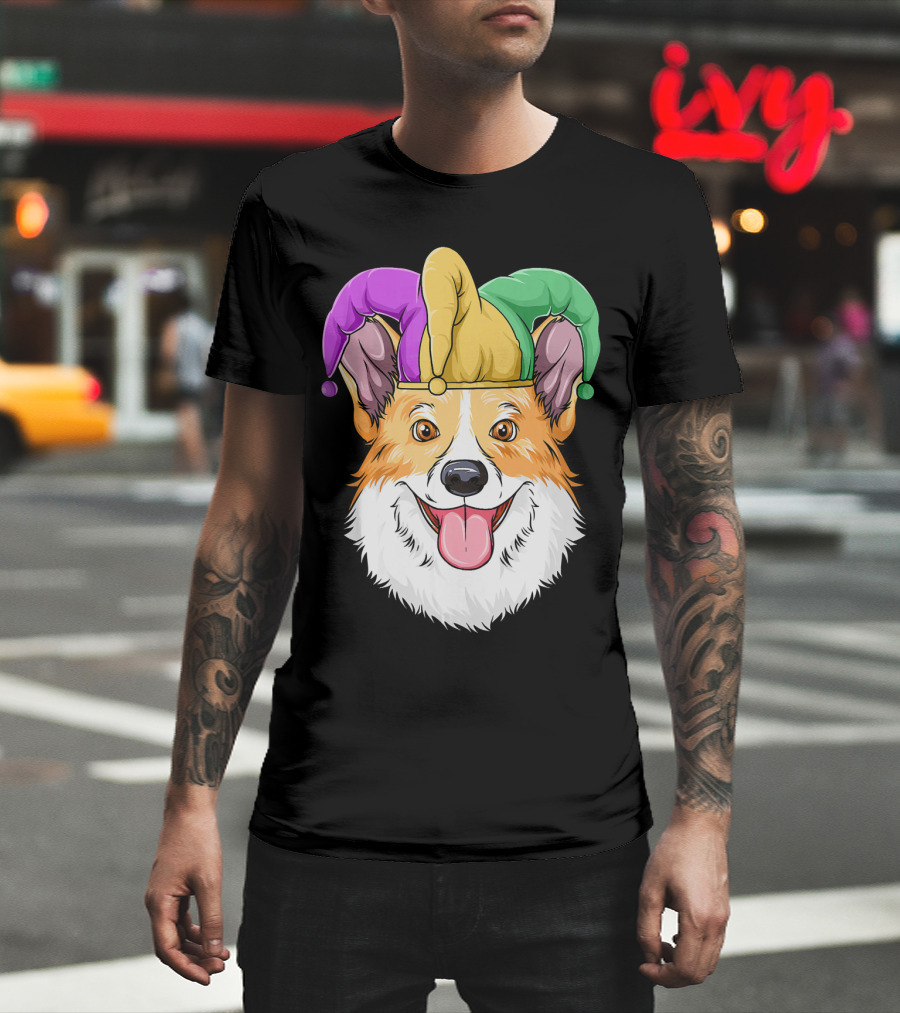 Mardi Gras Corgi Jester Hat Corgi Carnival T-Shirt