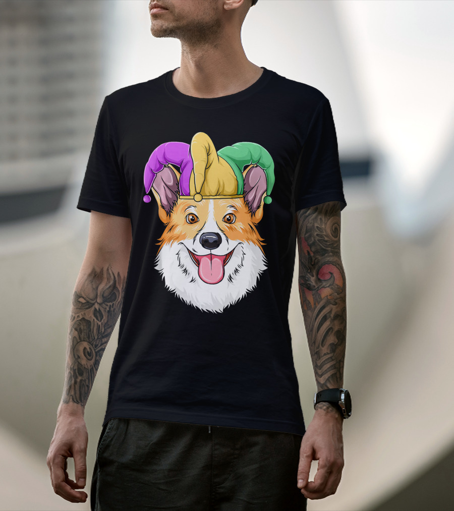 Mardi Gras Corgi Jester Hat Corgi Carnival T-Shirt