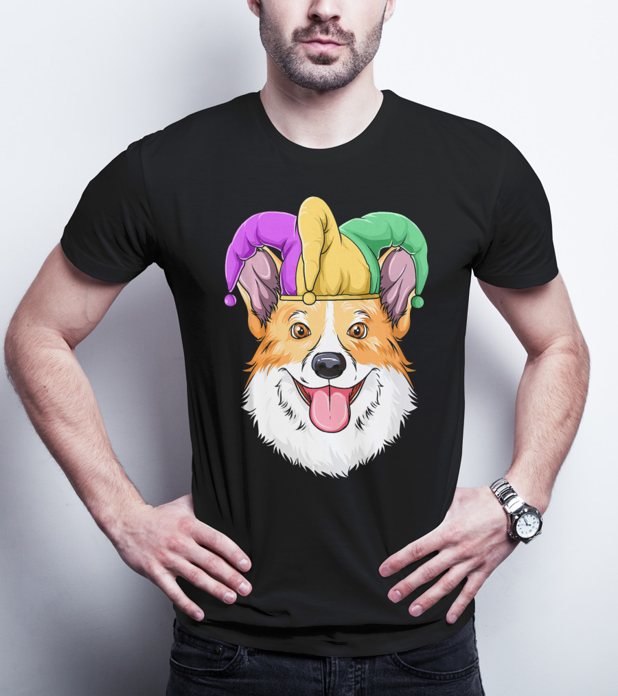 Mardi Gras Corgi Jester Hat Corgi Carnival T-Shirt