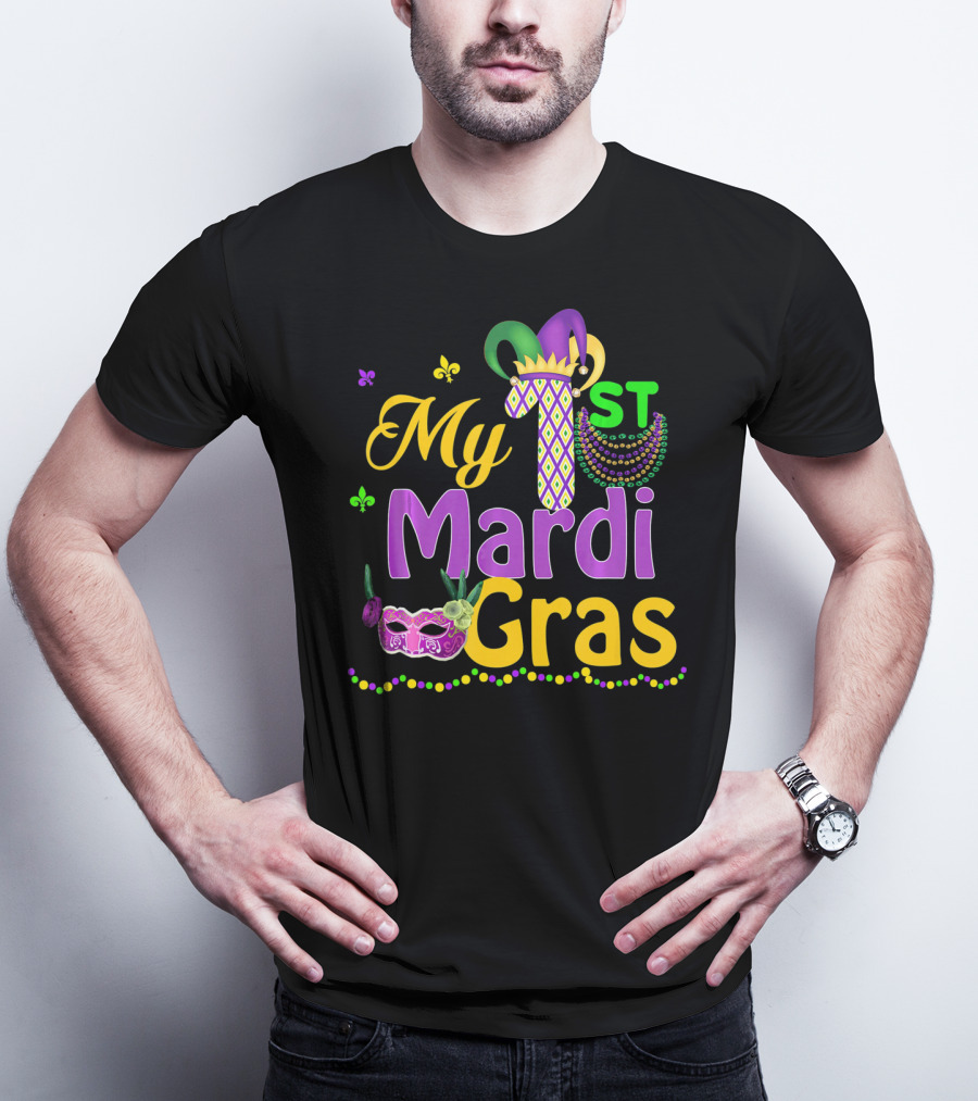 My 1st Mardi Gras Mask Beads Celebratory T-Shirt