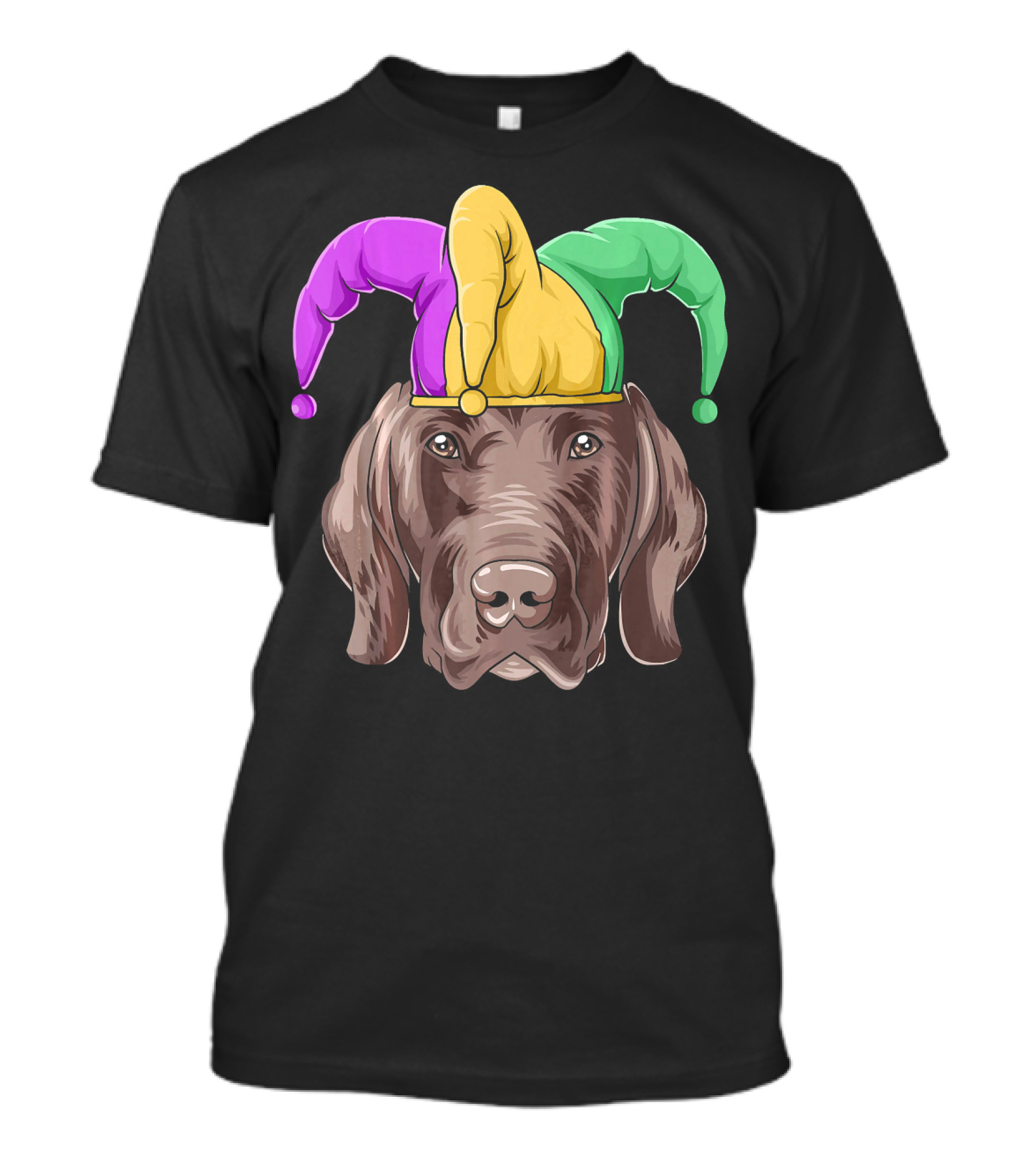 Mardi Gras Jester Dog Head Carnival Hat Pointer T-Shirt