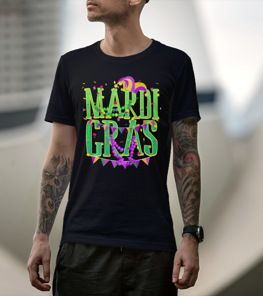 Mardi Gras Festive Beads And Party Hat T-Shirt