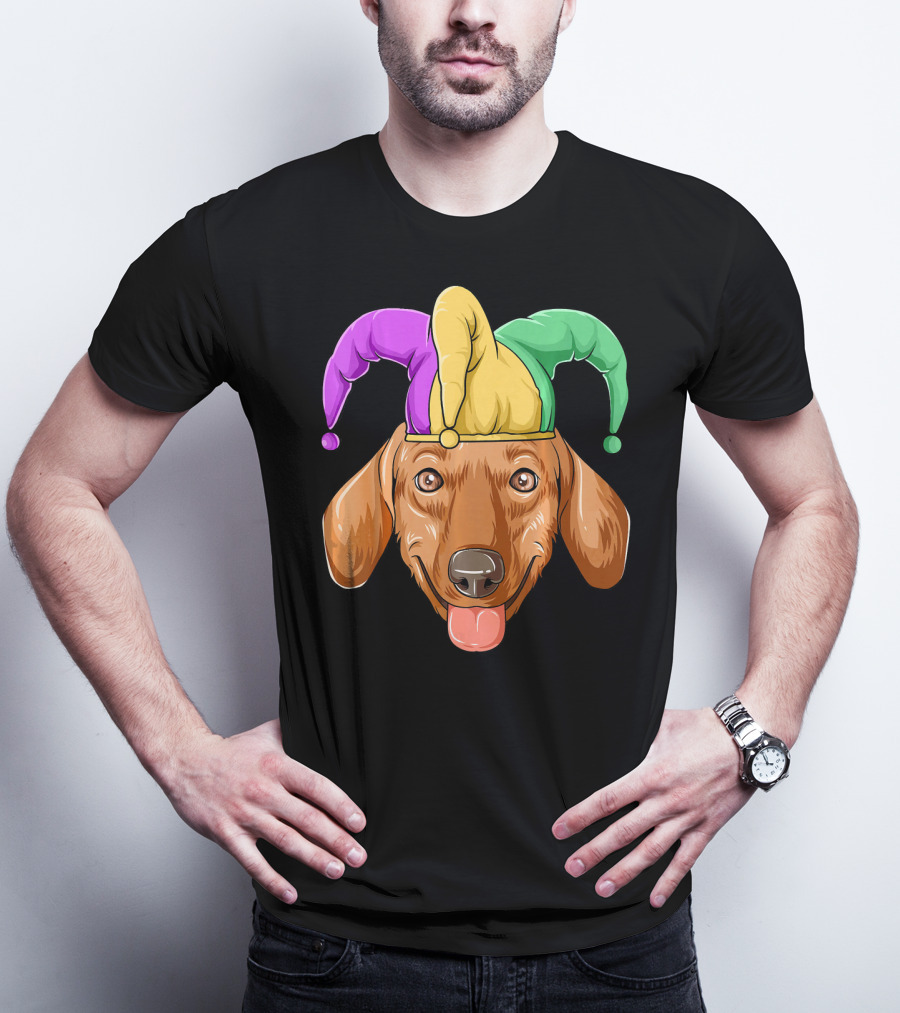 Mardi Gras Dachshund Carnival Jester Hat T-Shirt