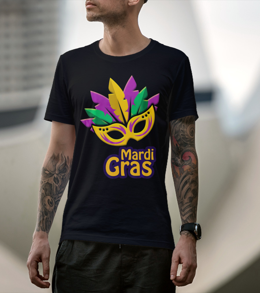 New Orleans Mardi Gras Feathered Mask Party T-Shirt