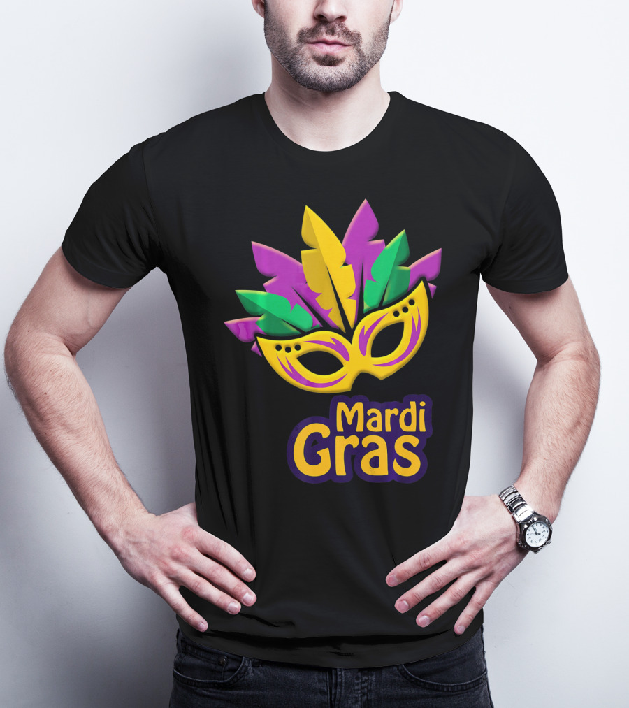 New Orleans Mardi Gras Feathered Mask Party T-Shirt