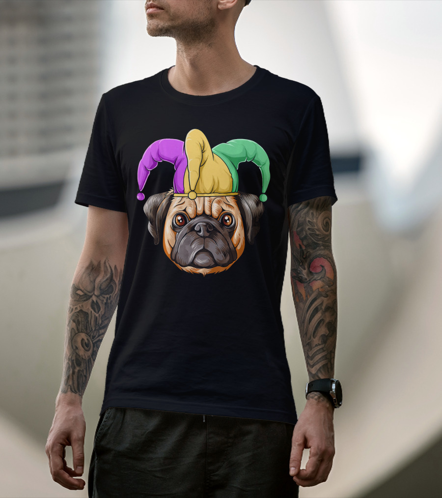 Mardi Gras Pug Carnival Jester Hat T-Shirt