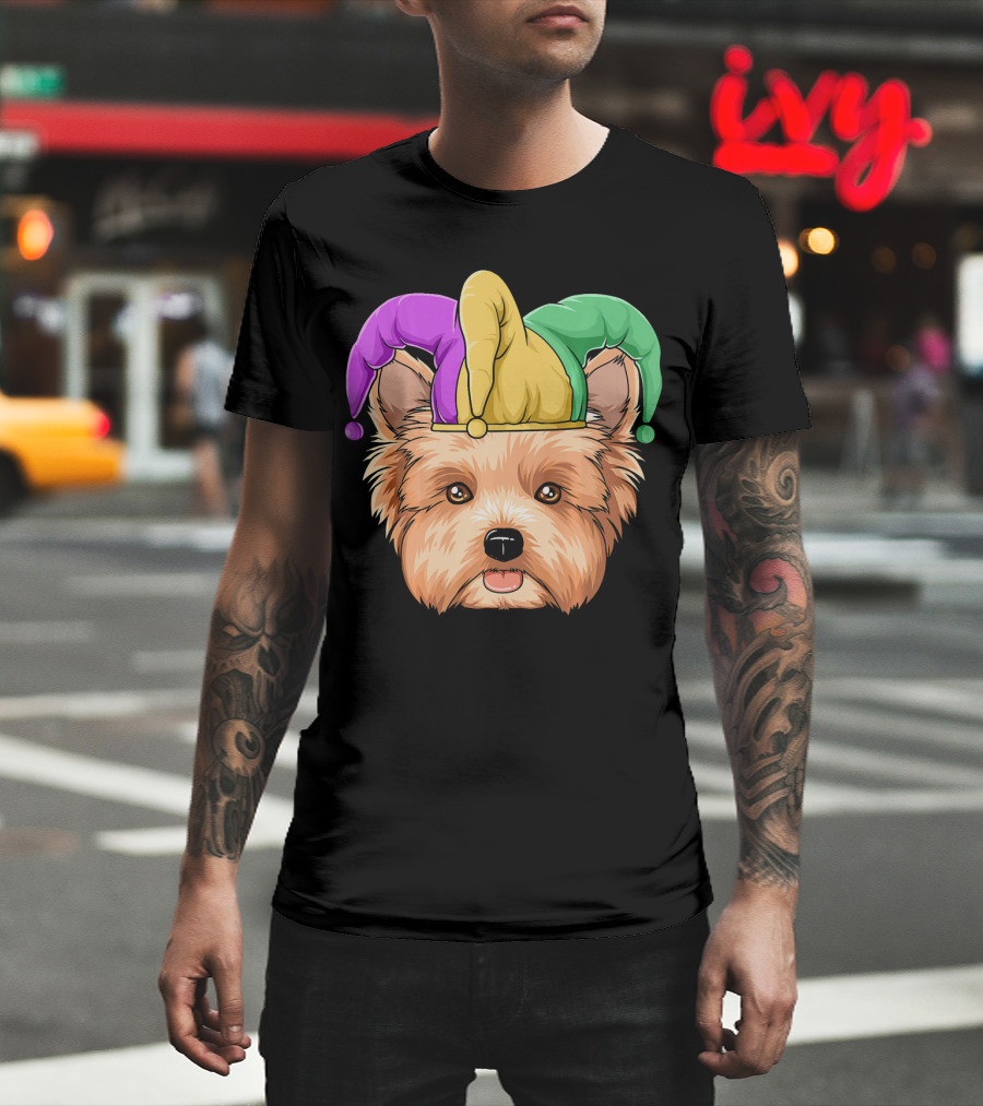 Mardi Gras Yorkshire Terrier Jester Hat Yorksh Carnival T-Shirt