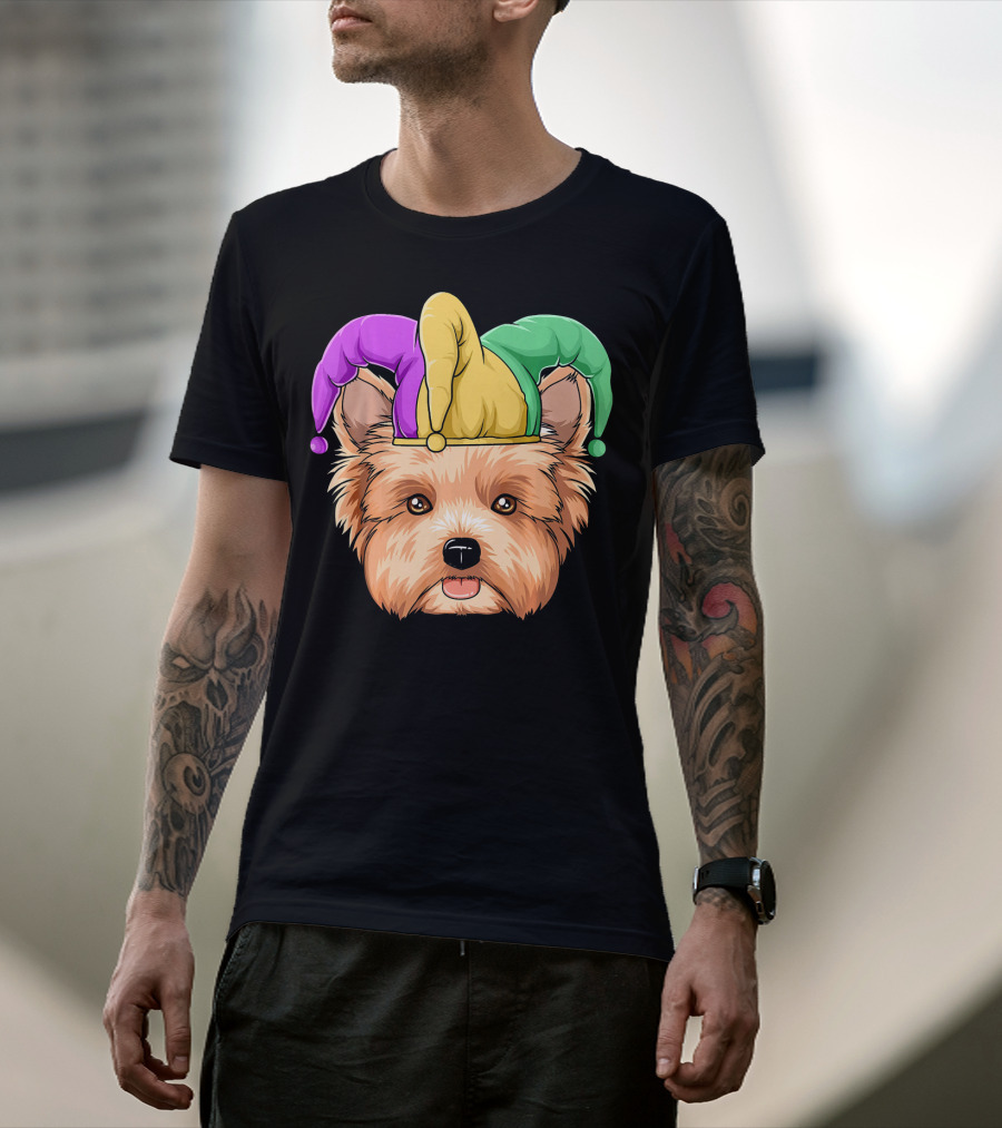 Mardi Gras Yorkshire Terrier Jester Hat Yorksh Carnival T-Shirt