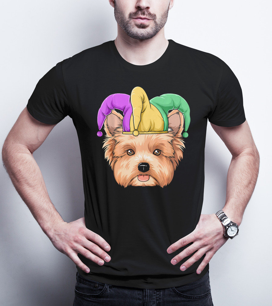 Mardi Gras Yorkshire Terrier Jester Hat Yorksh Carnival T-Shirt