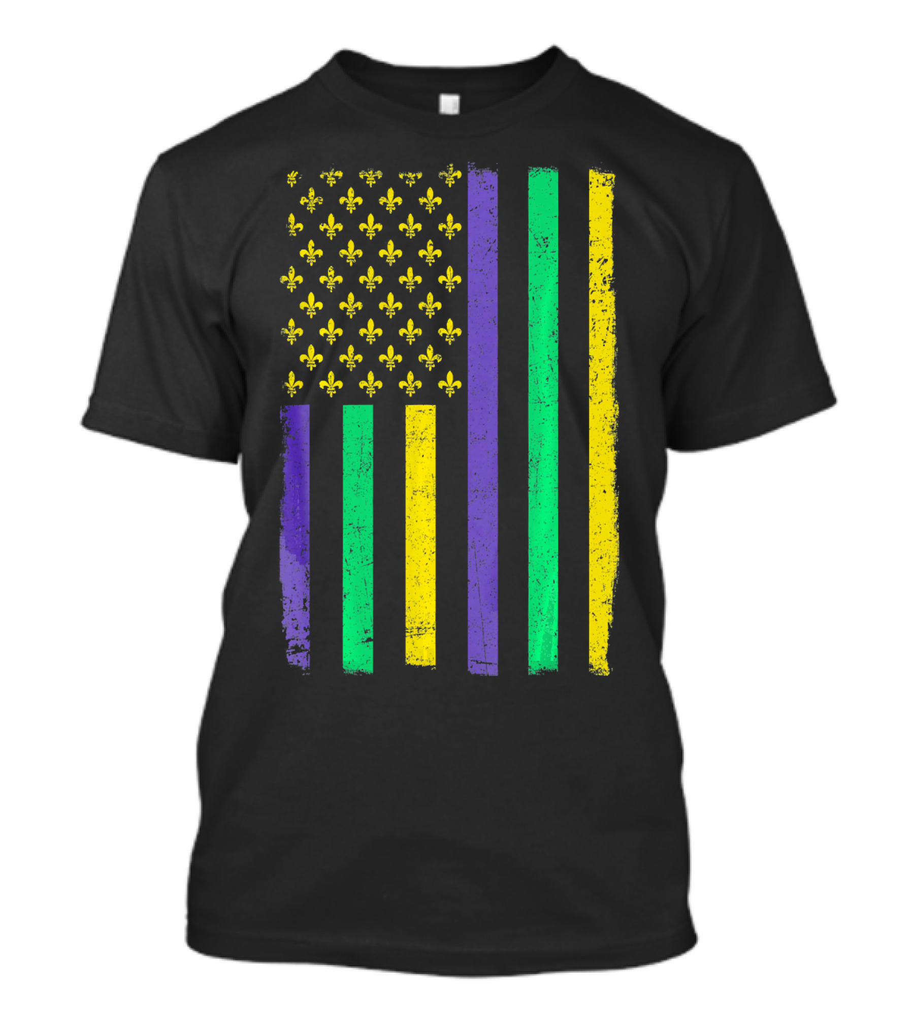 American Flag Mardi Gras Fleur De Lis Stripes T-Shirt