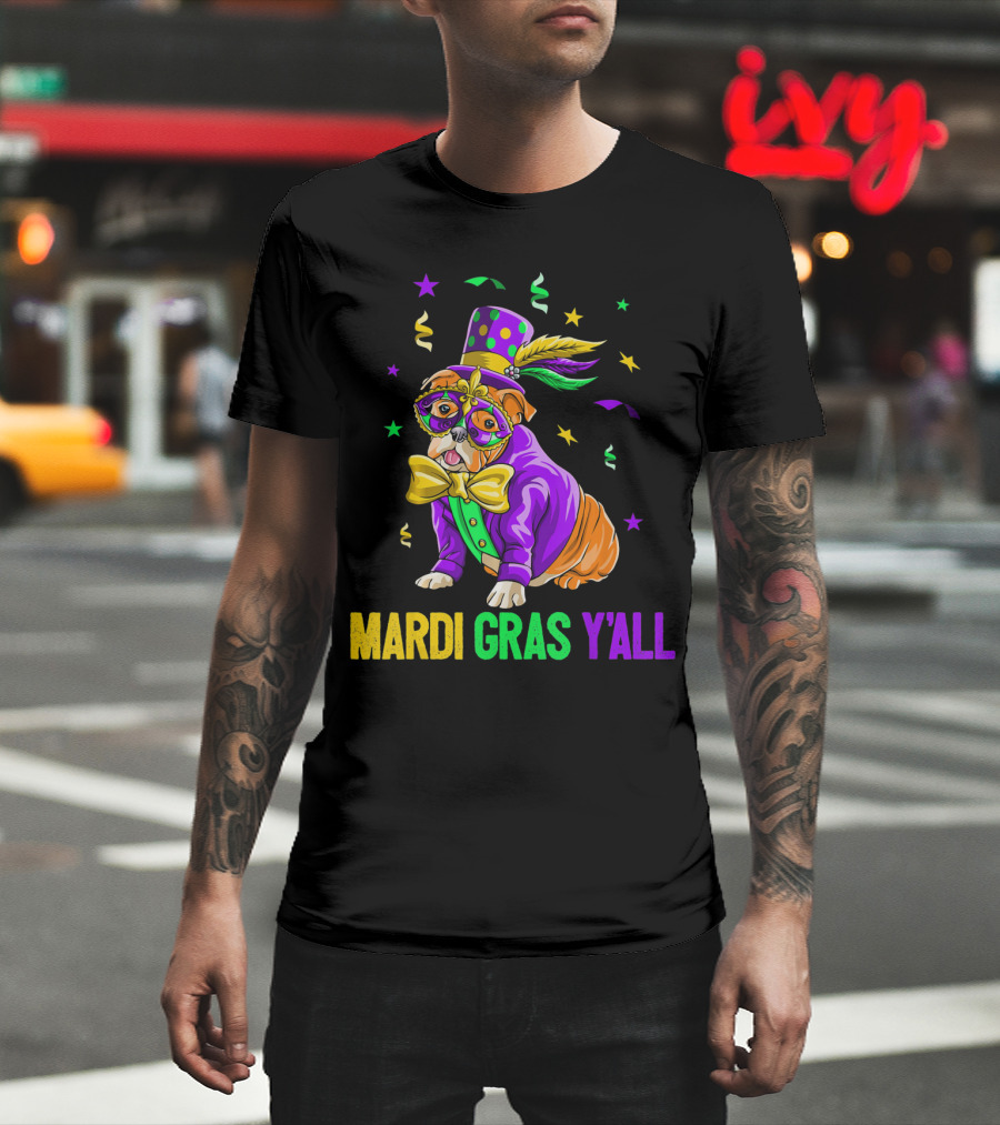 Bulldog Mardi Gras Y'all Celebration Festivities T-Shirt