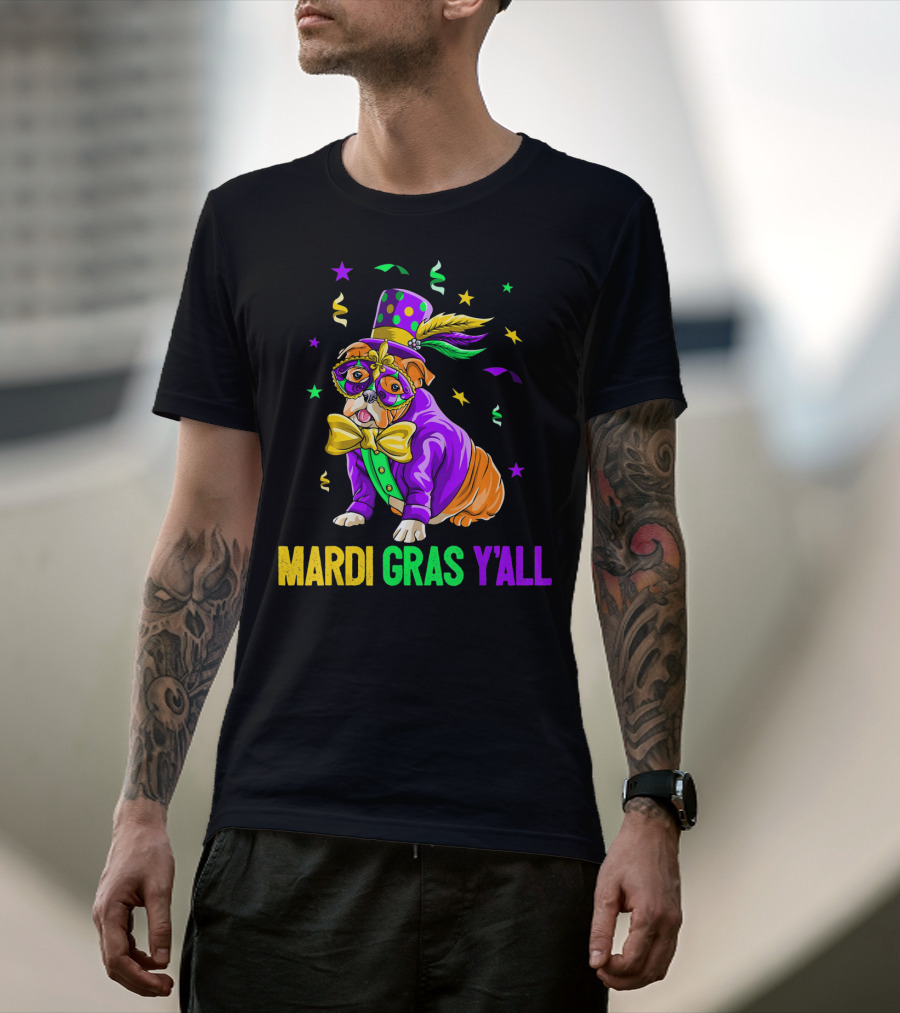 Bulldog Mardi Gras Y'all Celebration Festivities T-Shirt