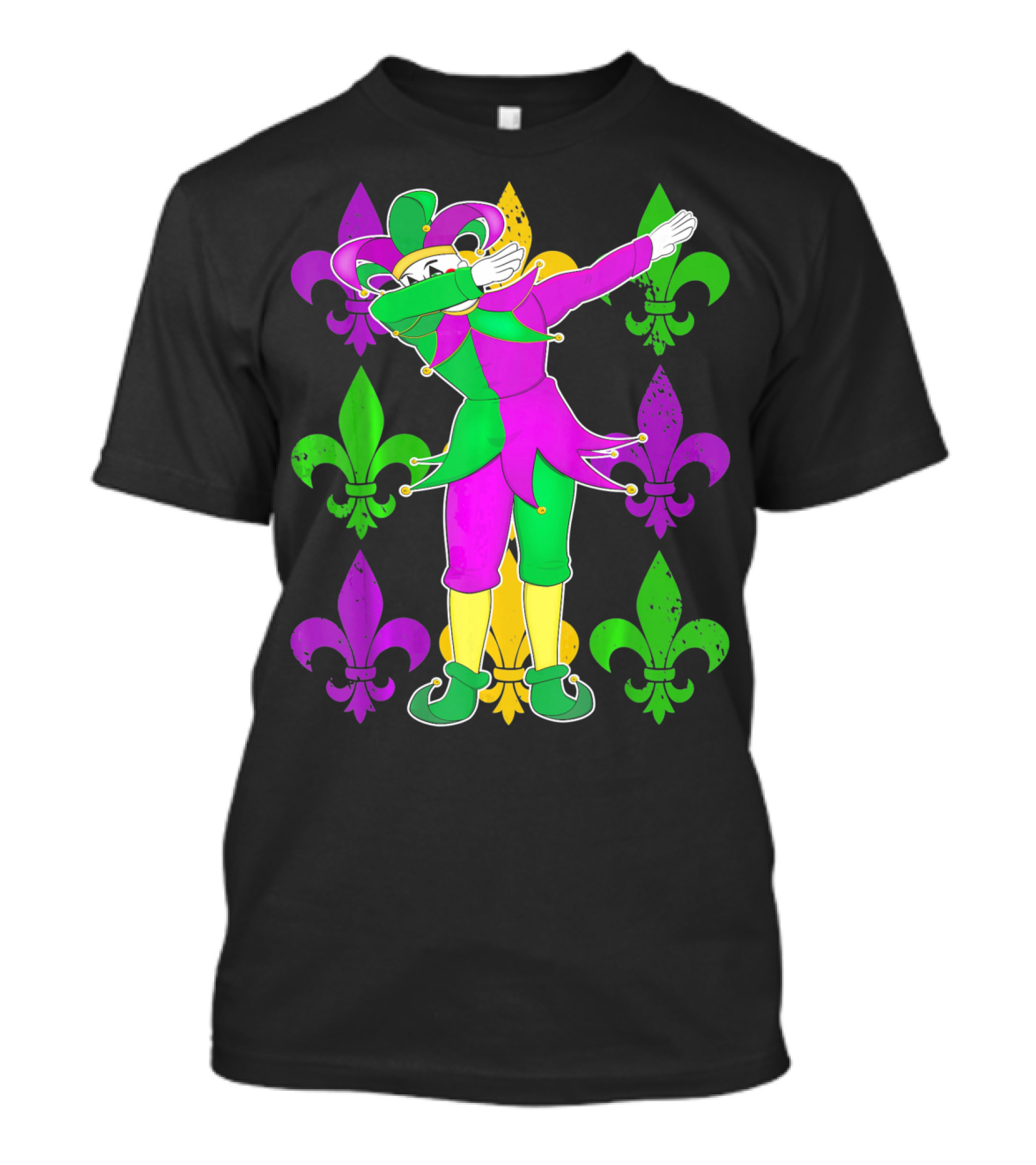Mardi Gras Dabbing Fleur De Lis Jester Costume Fleur De Lis T-Shirt