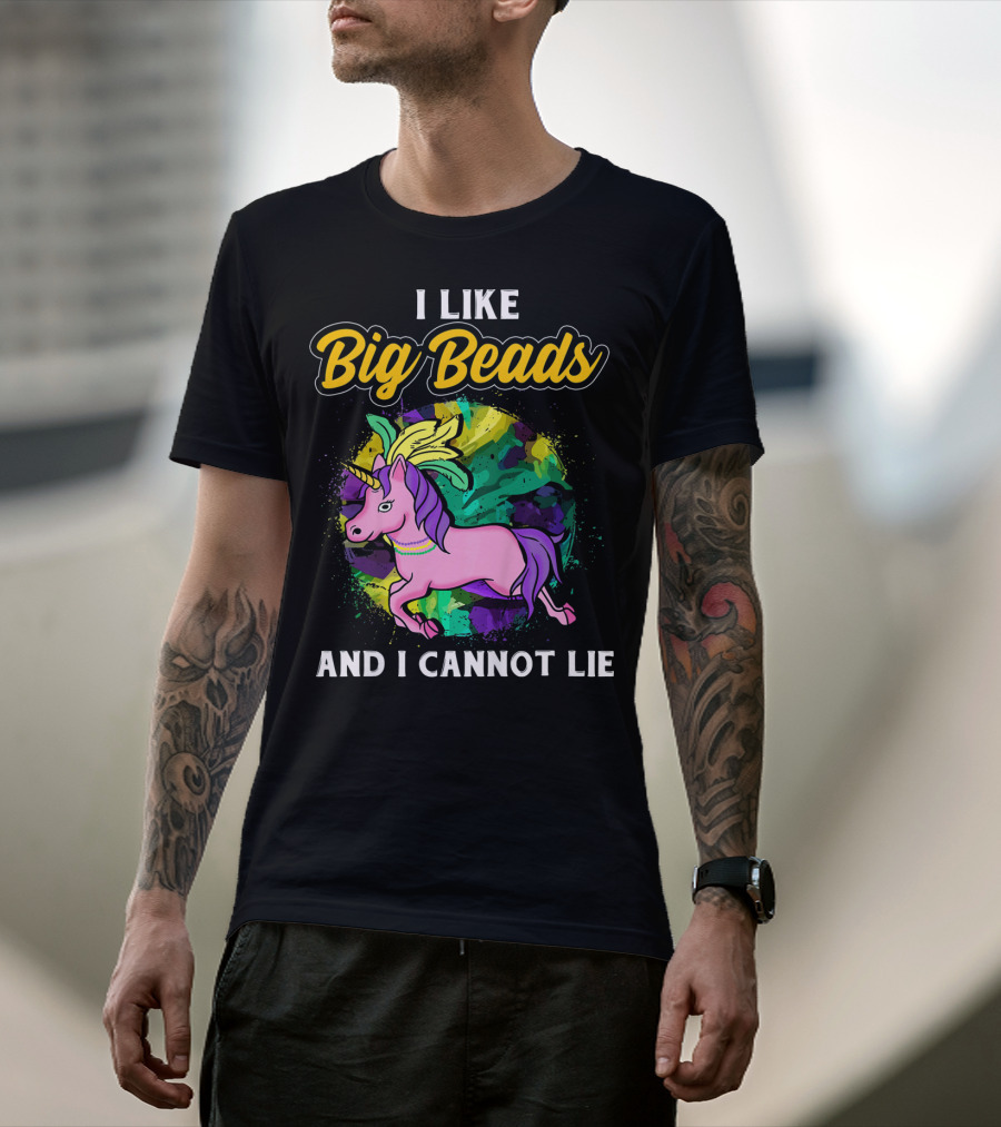 I Like Big Beads And I Cannot Lie Kids Funny Mardi Gras Pink And Pur T-Shirt