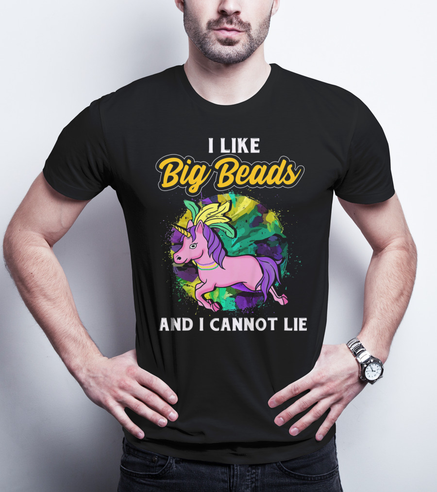 I Like Big Beads And I Cannot Lie Kids Funny Mardi Gras Pink And Pur T-Shirt