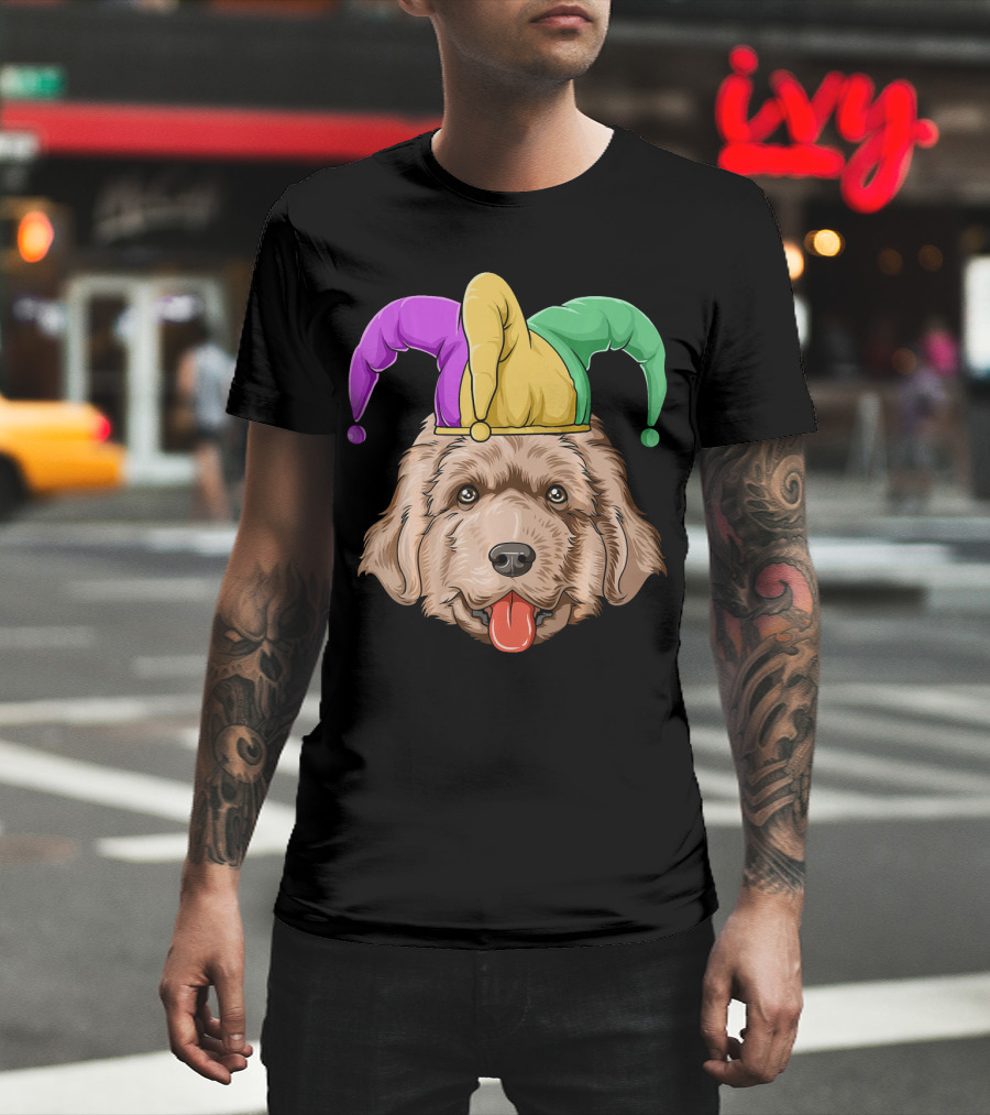 Mardi Gras Jester Newfoundland Dog Hat T-Shirt