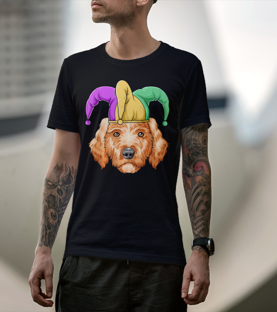 Mardi Gras Goldendoodle Jester Hat Carnival Dog Gol T-Shirt