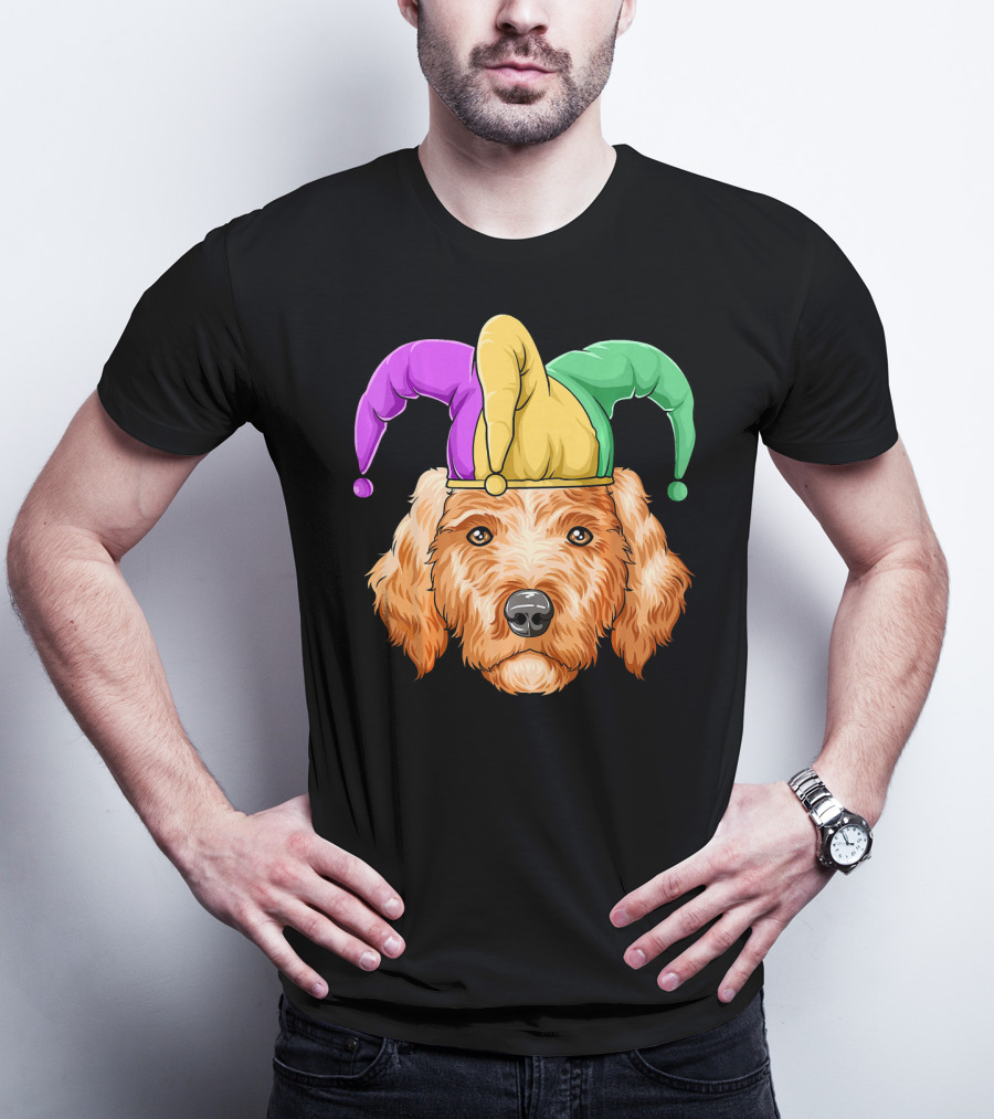 Mardi Gras Goldendoodle Jester Hat Carnival Dog Gol T-Shirt
