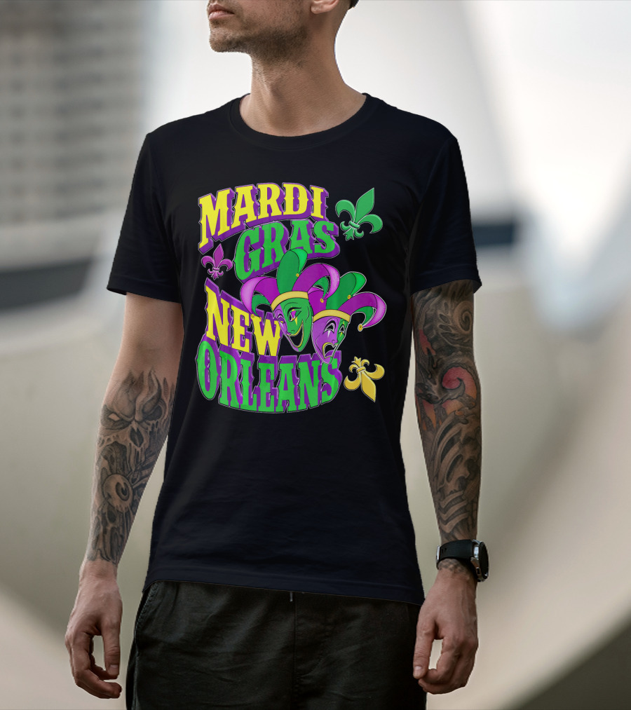 Mardi Gras Masks New Orleans Fleur-de-Lis Parade T-Shirt