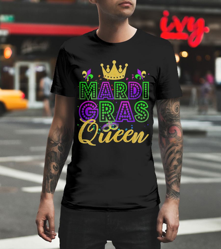 Mardi Gras Queen Crown Fleur-de-Lis Carnival Festival T-Shirt