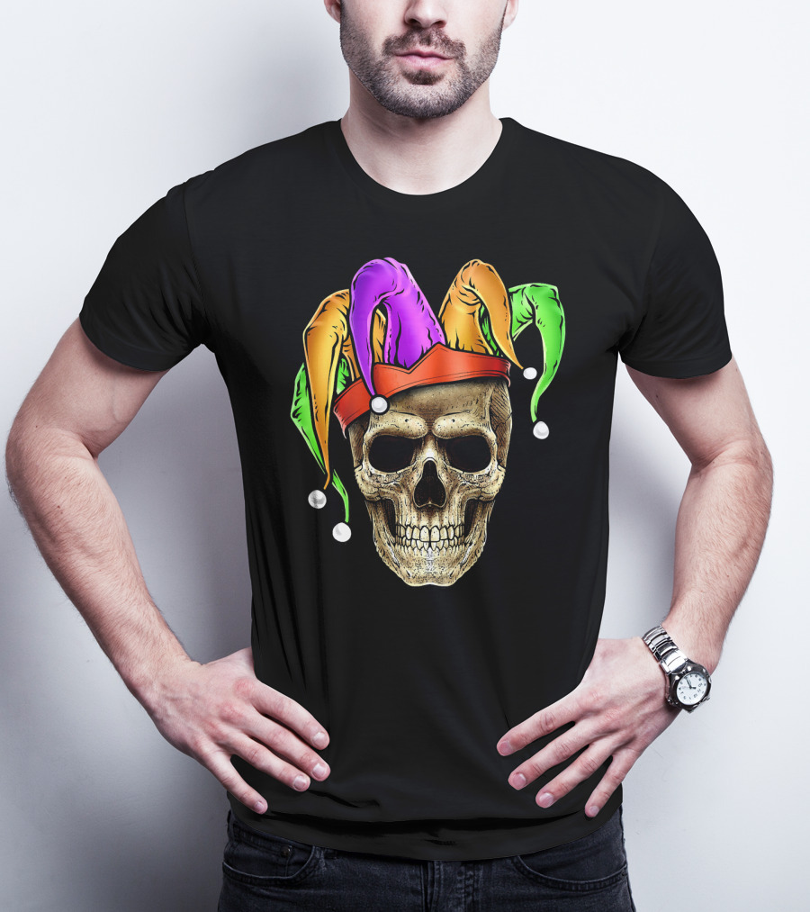 Skull Mardi Gras Jester Joker Carnival Hat T-Shirt