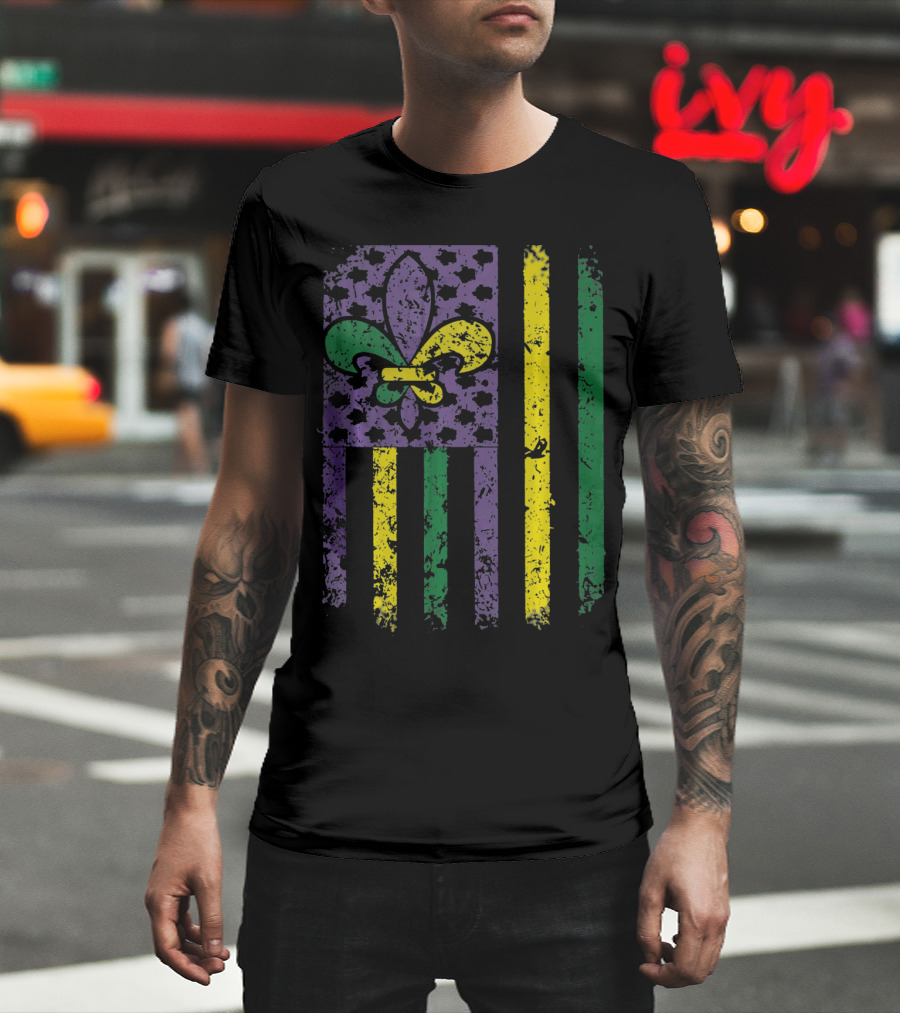 Mardi Gras Flag Fleur-de-Lis New Orleans T-Shirt