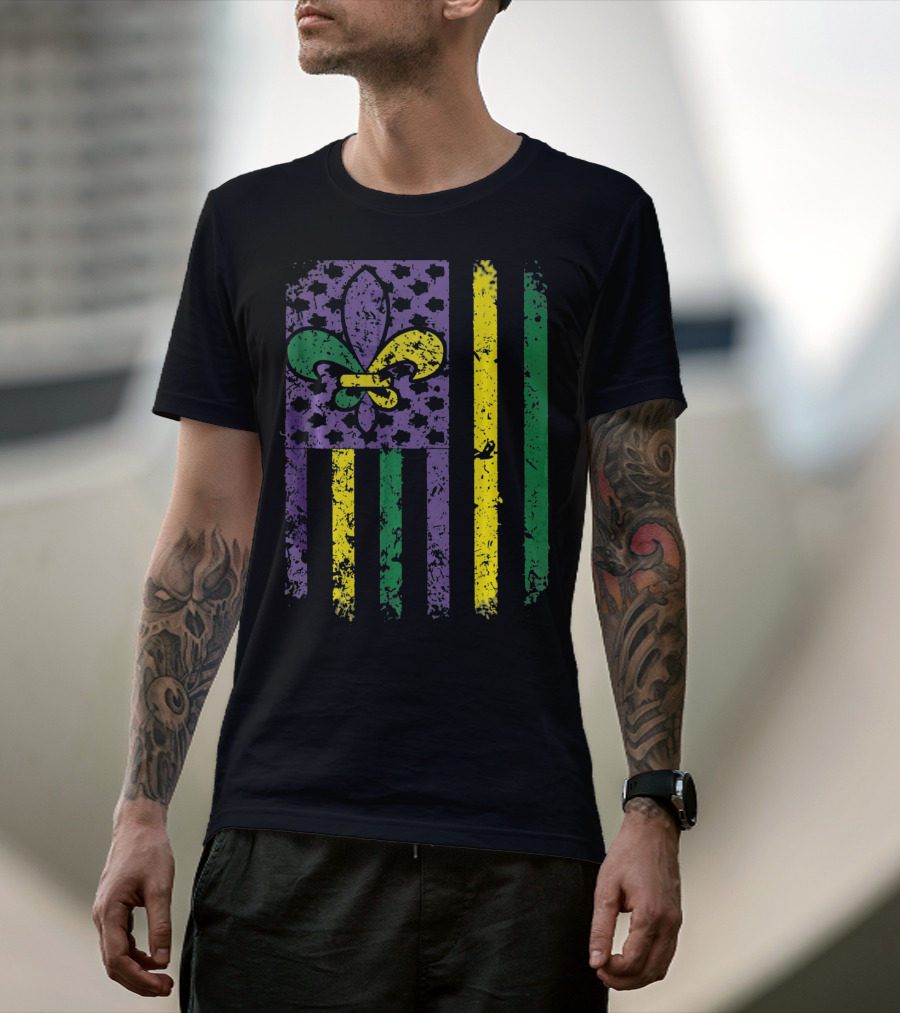 Mardi Gras Flag Fleur-de-Lis New Orleans T-Shirt