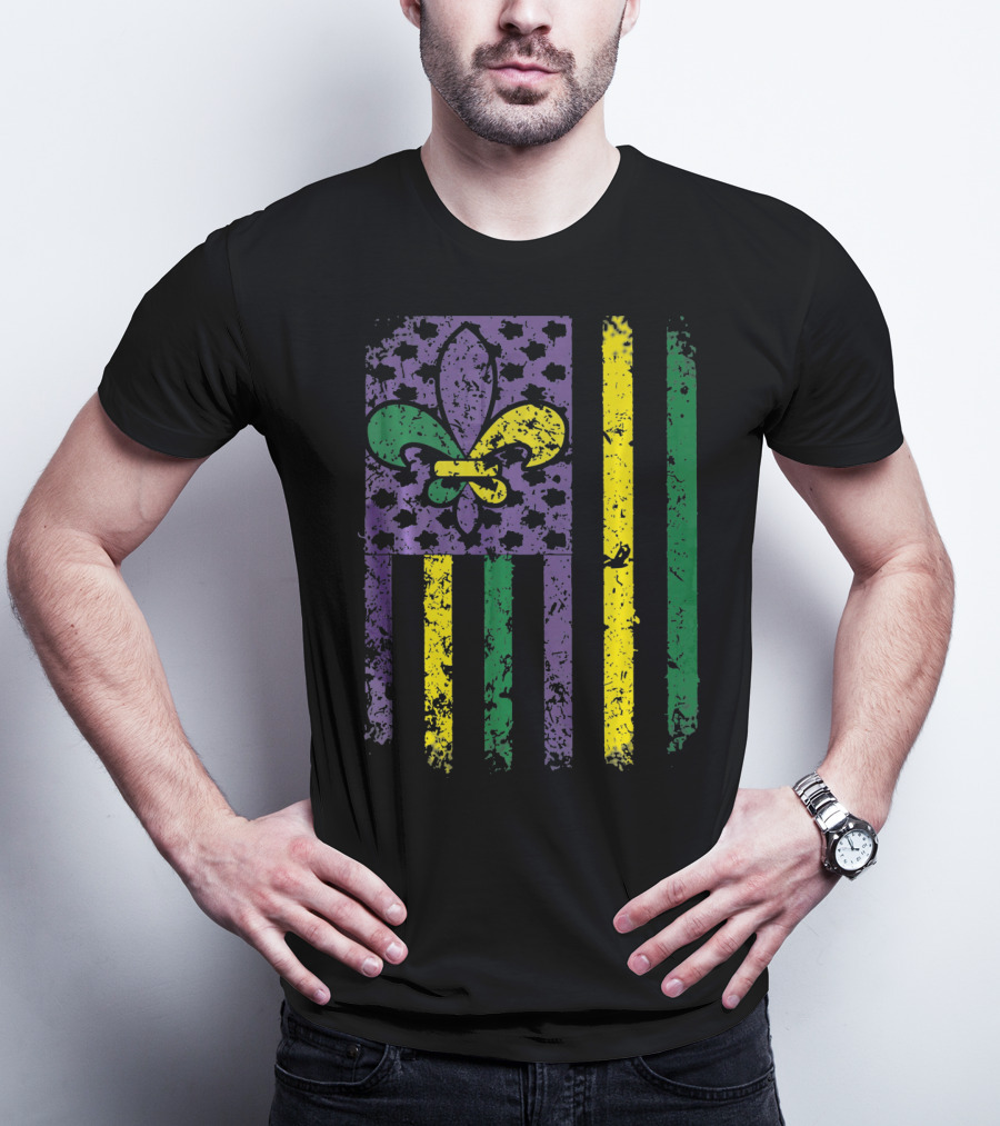 Mardi Gras Flag Fleur-de-Lis New Orleans T-Shirt